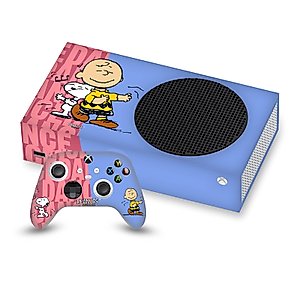 Head Case Designs Officially Licensed Peanuts Snoopy & Charlie Brown Character Graphics Vinyl Sticker Gaming Skin Decal Cover Compatible With Xbox Series S Console and Controller Bundle