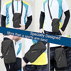 Phone Holder Arm Bands, Small Crossbody Shoulder Holsters Bag with Arm Band, Fits iPhone and All Cell Phones, Use for Running, Walking, Hiking & Biking (Plus Size,Black)