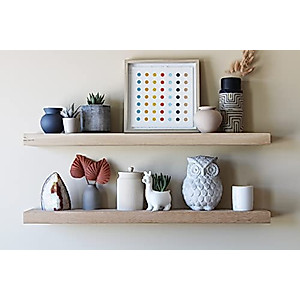 Urban Legacy Modern Hardwood Floating Accent Shelves | Set of 2 | Unfinished Oak (24" x 7" x 2")