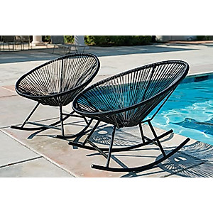 XBrand Hammock Weave Rocking Patio Chair, Black