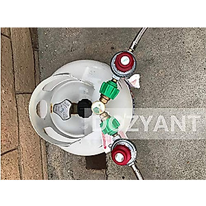 DOZYANT Propane Splitter, Propane Tank Y Splitter Adapter with Gauge, 2 Way LP Gas Adapter Tee Connector for 20lb Propane Tank Cylinder, Work with BBQ Grills, Camping Stoves, Gas Burners, Heater