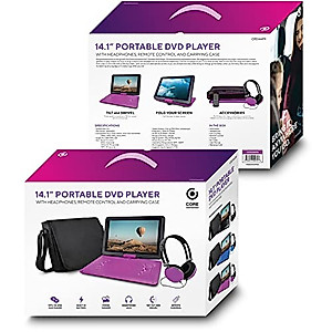 Core Innovations CPD144PR Portable DVD Player - 14.1" Display - 1280 x 800 - Purple