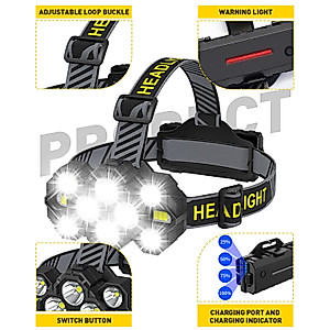 Victoper Headlamp Rechargeable, 22000 Lumen Bright 10 LEDs Head Lamp, 8+2 Modes Head Light with Red Light for Adult, Waterproof Head Flashlight for Outdoor Running, Hunting, Camping, Hiking