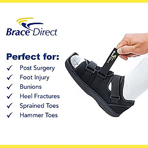 Brace Direct Post Op Recovery Shoe - Adjustable Medical Walking Shoe for Post Surgery or Operation Support, Broken Foot or Toe, Stress Fractures, Bunions, or Hammer Toe for Left or Right Foot