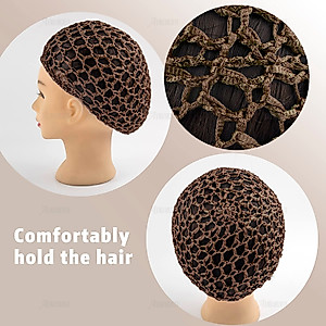 AUEAR, Hair Nets Cap Sleeping Hairnet Snoods Wrap Bonnets Long Straight Curl Wig Head Protector Mesh Wrapping Crochet Wave Cook Hats Bun Lift Strap Weaving Sew For Women Ballet (5 Pack, Multi)