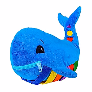 Buckle Toys - Blu Whale - Develop Motor Skills and Problem Solving - Counting and Color Recognition - Sensory Toddler Travel Toy