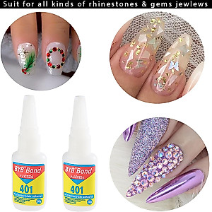 Nail Glue, Super Strong Nail Glue for Acrylic Nails, Professional Nail Glue for Nail Tips for Press On Nails Quick Dry Acrylic Nail Glue for Nail Tips Super Bond Fake Nails Glue Gel 0.71OZ 2 Bottles