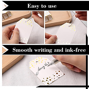 SallyFashion 40PCS Gold Stamped Dots Gift Tags, Shiny Gold Dots Present Tags Hang Tags with String for Wedding Gift Wrapping Birthday Party Favors