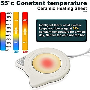 Coffee Mug Warmer with Cup, Electric Cup Warmer & Beverage Heater for Desk Smart heater Auto Shut Off, Heated Mug Use for Office/Home to Warm Coffee Tea Milk