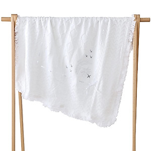 Booulfi Baby Christening Blanket Newborn Unisex Baptism White Baby Blanket Shawl Knitted Baptism Blankets for Babies
