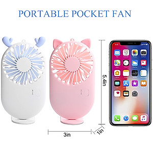 Aeergured Handheld Fan Mini Fan 4 Pack, Small Personal Portable Fan, USB Rechargeable Personal Fan Pocket Fan, 3 Speed Makeup Eyelash Fan for Women Men Outdoor Office