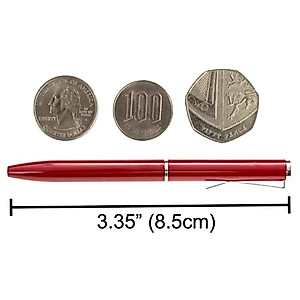 NarwhalCo Set of 2 Red Small Pens (3.35") with Black Ink for Pocket, Wallet, Planner, Purse or Passport