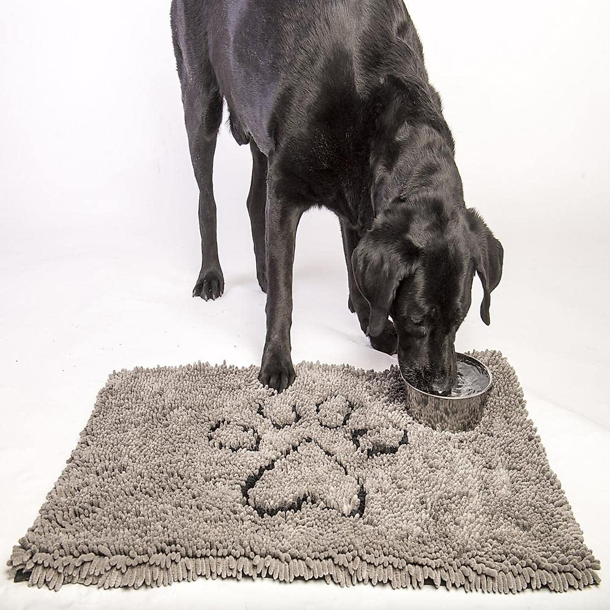 Dog Gone Smart Pet Products Dirty Dog Microfiber Paw Doormat - Mud Mat For Dogs - Super Absorbent Dog Mat Keeps Paws & Floors Clean - Machine Washable Pet Door Rugs with Non-Slip Backing | Large Grey