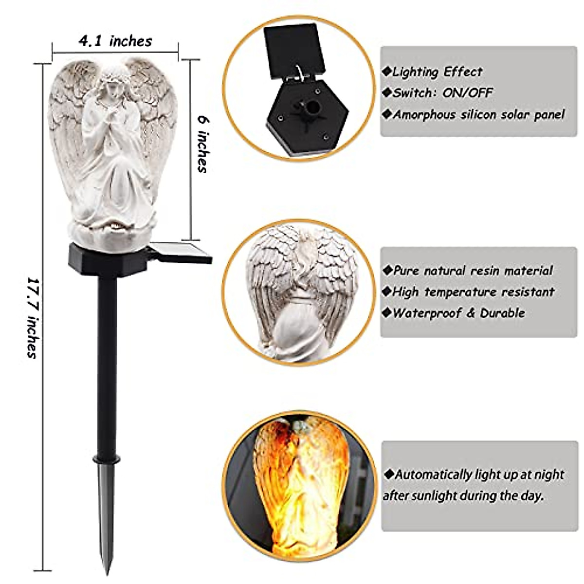 WAYDA Solar Light Outdoor Angle for Cemetery, LED Waterproof Angel Lamp, Solar Angel Lights for Garden, Balcony, Yard, Memorial Gifts