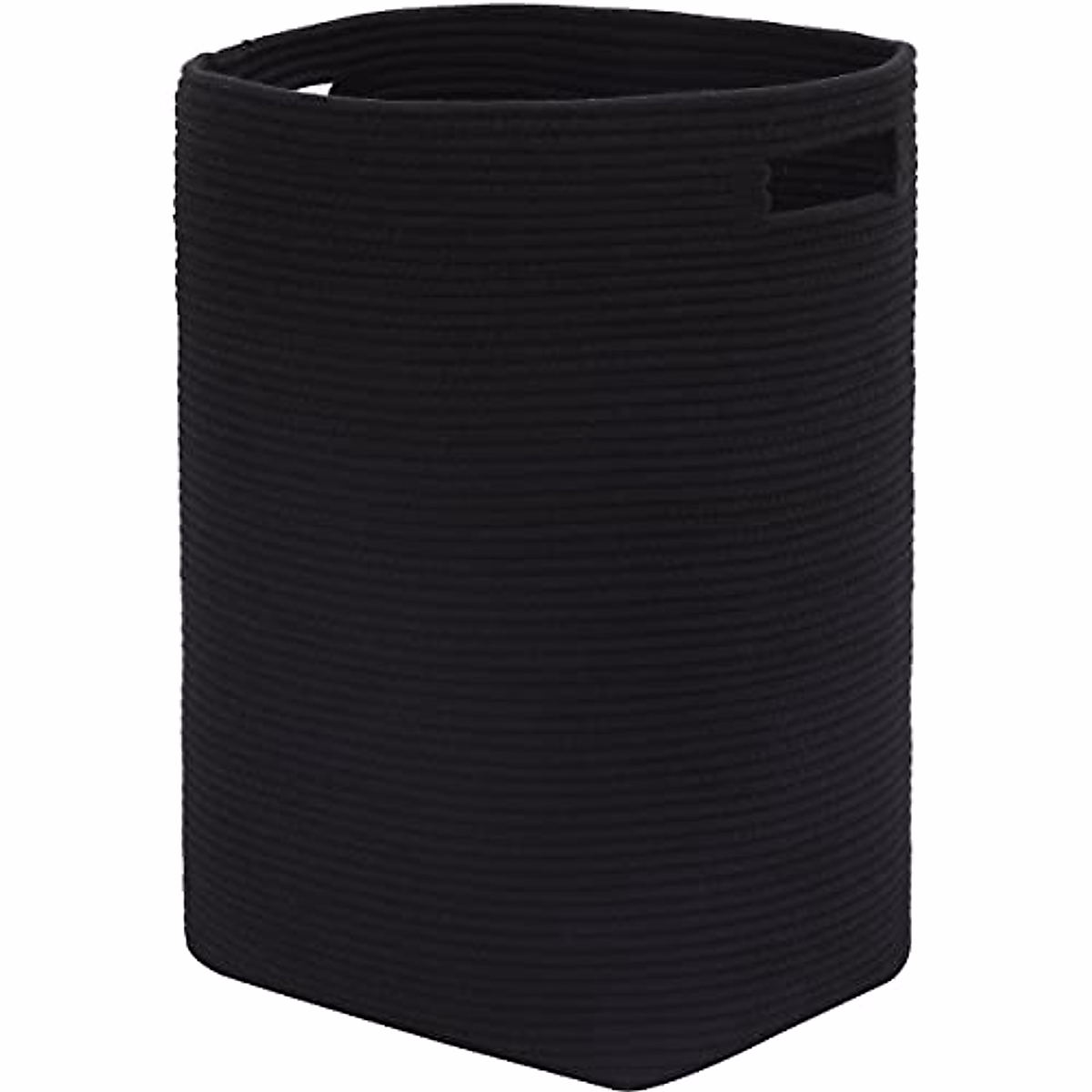 16"x13"x22" Extra Large Rectangular Storage Basket, Cotton Rope Storage Baskets, Woven Laundry Hamper, Toy Storage Bin, for Toys Blanket in Living Room, Baby Nursery, All Black