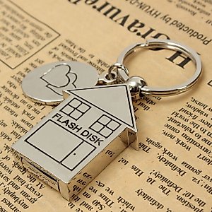 32GB Mini Metal Silver House Design USB 2.0 Flash Stick Memory Drive Storage