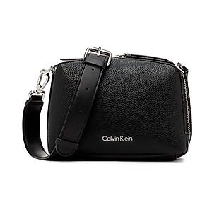 Calvin Klein Brenda Top Zip Crossbody, Black/Silver