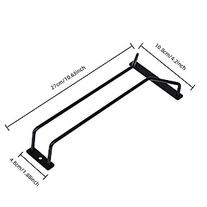 Dianoo Wine Glass Holder, Stemware Rack, Wine Glass Rack Under Cabinet With Screws, 27cm 1 Row Black