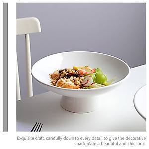 Cabilock Ceramic Footed Bowl Round Decorative Fruit Dish Holder Display Stand for Kitchen Counter Centerpiece Tray