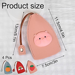 DIOWUS Car Key Case, Cute Fruits PU Leather Key Bag Creative Pull-Out Cute Large-Capacity Car Key Case Car Keychain Pouch Sleeve (Large pattern)