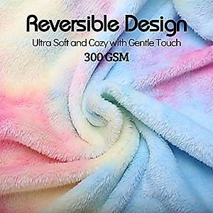 Ailemei Direct Rainbow Tie Dye Throw Blanket for Girls, Soft Cute Funny Decorative Throw, Fuzzy Pastel Plush Blankets for Teen Girl Adults Kid's Gift