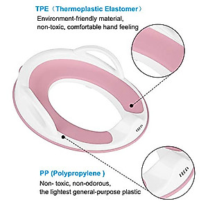 HEETA Potty Training Seat for Boys Girls Kids Toddler, Non Slip Potty Training Toilet with Handle, Easy Clean (Pink)