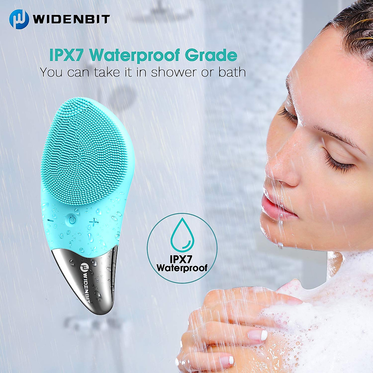 Sonic Facial Cleansing Brush, Refresh Jade - Silicone Electric Face Brush with 3 Function Modes, Waterproof, USB Rechargeable for All Skin Types, Gentle Exfoliating, Deep Cleansing, Massaging (green)