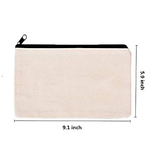 LifeUnite 10 PCS Canvas Makeup Bag Cosmetic Pouch Blank Zipper Bag-9.1 × 5.9 inch