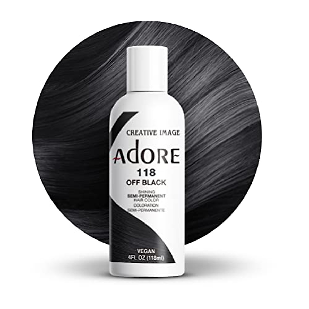 Adore Semi Permanent Hair Color - Vegan and Cruelty-Free Hair Dye - 4 Fl Oz - 118 Off Black (Pack of 1)