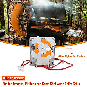Upgraded Auger Motor Replacement for Traeger, Pit Boss Wood Pellet Grills, Pellet Grill Replacement Parts, Auger Drive Motor Kit for Camp Chef and Z Grills, 2.0 RPM, 110V, 60Hz, 2 Pole
