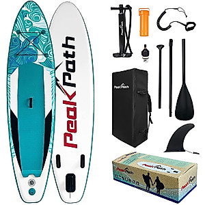 Peakpath Inflatable Stand Up Paddle Board (6" Thick) with Premium SUP Accessories&Bag,Bottom Fin for Paddling,Surf Control,Non-Slip Deck,Leash,Paddle and Two-Way Hand Pump|Youth&Adult Standing Boat