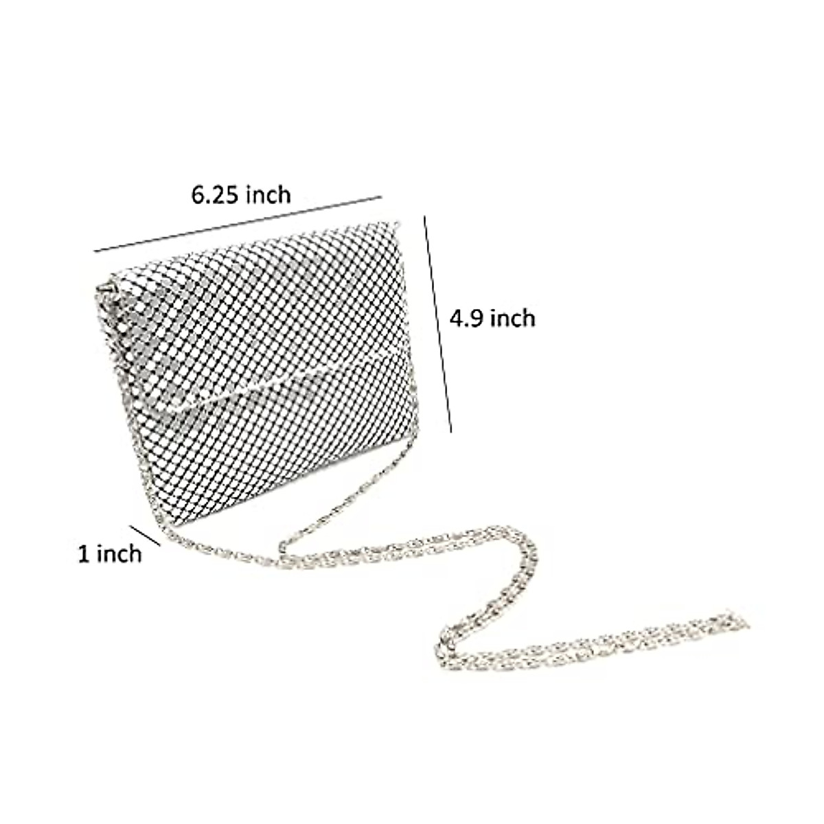 X-Small Evening Clutch Metal Mesh Purse Bag for Cocktail Party Prom Wedding Banquet (Silver)