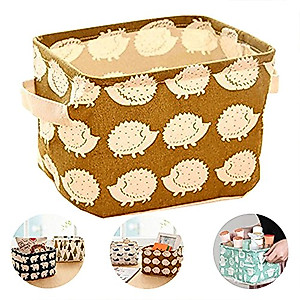 Oxford Cute Printing Foldable Storage Baskets Bins Mini Boxes Clothes Desktop Organizers Makeup Book Baby Toy (1814.511.5cm, Hedgehog)
