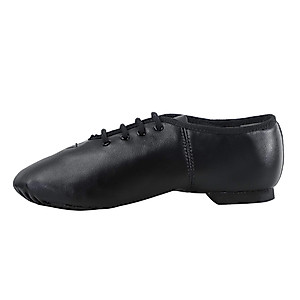 Dynadans Unisex PU Leather Upper Lace Up Jazz Shoe for Women and Men's Dance Shoes-Black-5.5M