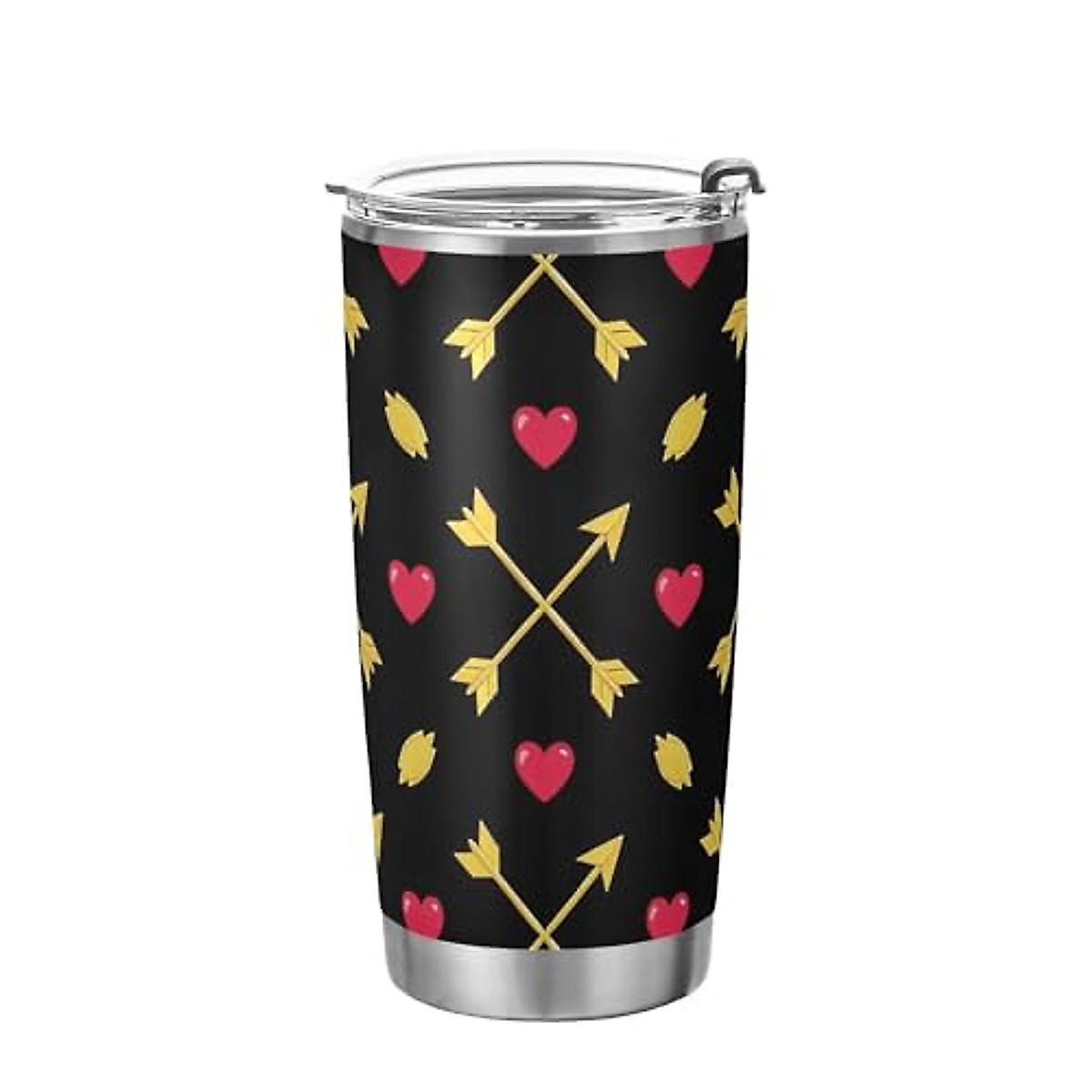HXshaoye thendy gold arrow heart pattern red Stainless Steel cups with lids reusable Leak-proof Lid and Straw travel mug spill proof for Home, Office or Car cute tumblers with lids and straws botella