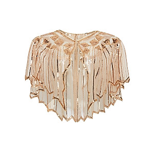 BABEYOND 1920s Shawl Wraps Sequin Beaded Evening Cape Bridal Shawl Bolero Flapper Cover Up