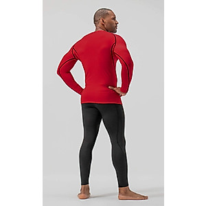 DEVOPS 2 Pack Men's Thermal Long Sleeve Compression Shirts (X-Large, Black/Red)