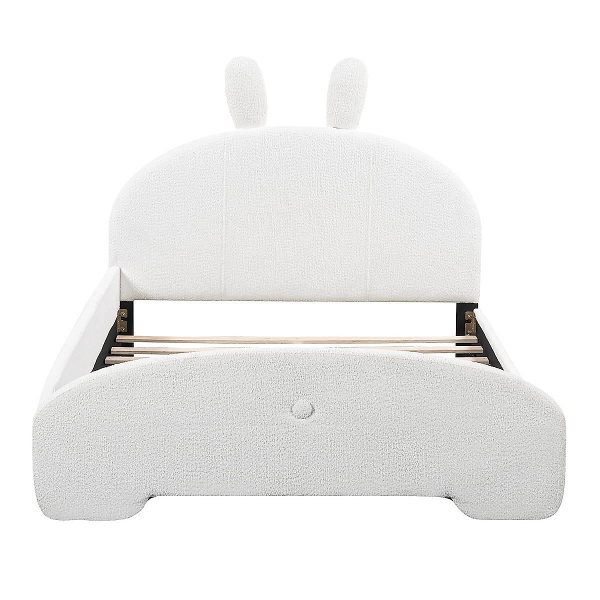 Full Size Upholstered Platform Bed with Cartoon Ears Shaped Headboard, for Kid's Bedroom Furniture