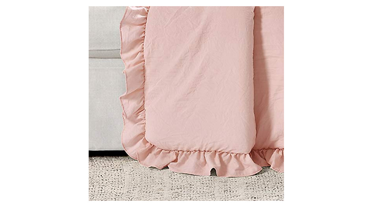 Lush Decor Reyna Soft Knitted Ruffle Throw Blanket - Blush