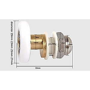 Bioristar Sliding Door Pulleys Glass Bearing Rollers Shower Door Rollers Replacement Sliding Door Rollers Shower Door Hardware Installation Kit (Diameter 27 mm)