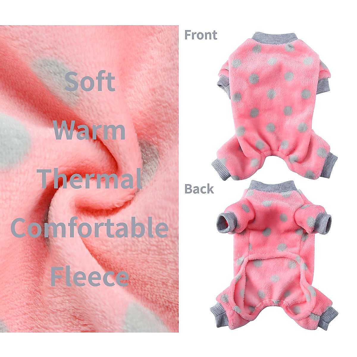 Dog Pajamas for Small Dogs Girl Boy Winter Onesies Pjs Cold Weather Puppy 4 Legged Sweater Clothes for Chihuahua Yorkie Teacup Jumpsuit Cute Pet Outfits Apparel Coats (Small, Polka Dot)