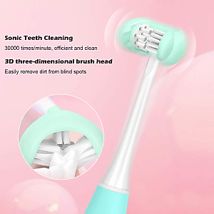 AICase Triple Best Kids Sonic Toothbrush,Rechargeable 32000 VPM Tooth Brush,Patented 3 Brush Head Design,Angled Bristles Clean Each Tooth,for Kids 3+ (Blue)