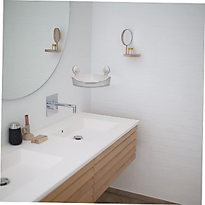 Amosfun 1 Set Storage Stand Suction Toilet Storage Rack Punch- Toiletries Holder Bathing Shelf Metal Storage Shelf Bathroom Shower Corner Shelf White Plastic Sucker Tripod