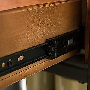 Leick Home 11262 Ironcraft Mantel Height Rustic Bookcase with Drawer Storage, 12" D x 30" W x 50" H, Mission oak/matte black