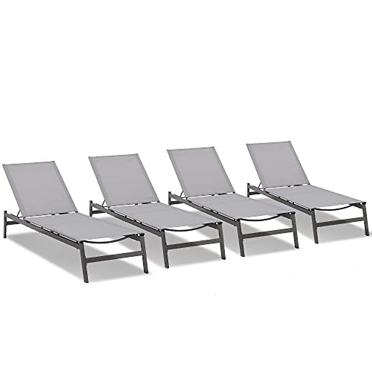 HAPPATIO Patio Chaise Lounge,Patio Lounge Chair with Breathable Textilene Fabric,Outdoor Patio Lounge Chairs for Patio Backyard Porch Poolside(Light Gray)