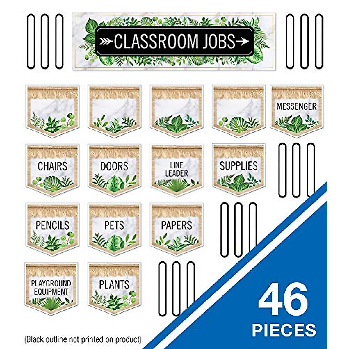Schoolgirl Style Simply Boho Mini Bulletin Board Set—Job Assignment Pockets and Student Cutouts for Classroom Tasks, Roles and Responsibilities (46 pc) (110509)