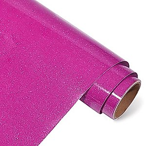 AHIJOY Glitter Permanent Vinyl Rose Red Sparkle Adhesive Vinyl 12" x 5ft Glossy Shiny Vinyl for Mug Cup DIY Project Party Decoration Sticker Car Decal