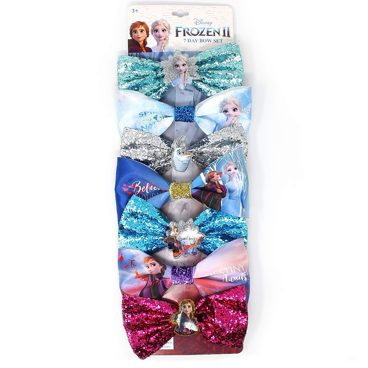 Frozen 2 Girls 7 Small Bow Bundle, Hair Bows for Girls - Ages 3+