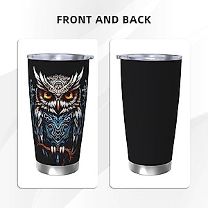 owl Tumbler with Lid and Straw 20oz Stainless Steel Car Cup for Hot and Cold Drinks, Double Wall Insulated Travel Coffee Mug Reusable Drink Thermos Cup Birthday Gifts
