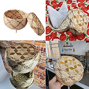 Heavens Tvcz Professional Basket Bamboo Wickerwork Thai Traditional Rice Sticky Steamer Eco-Friendly with Lid Sticky Rice Cooker Steamer Home Electric Cooker Safe